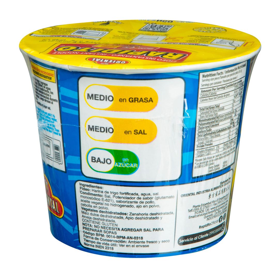Fideo Rapidito Instantáneo Sabor a Pollo 65g - 926776