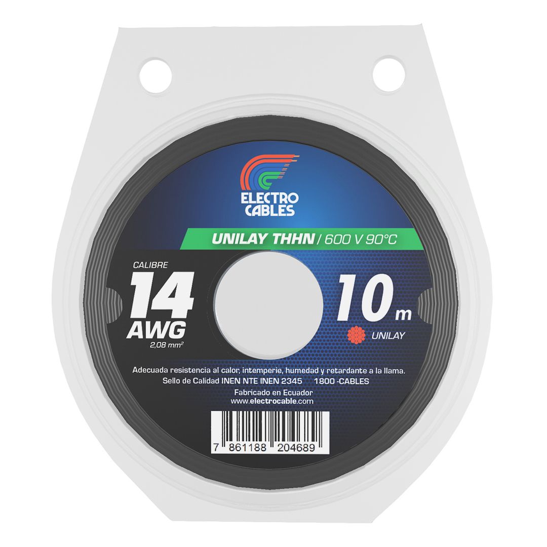 Cable THHN AWG #14 Electrocables Unilay Negro 10M - 927021