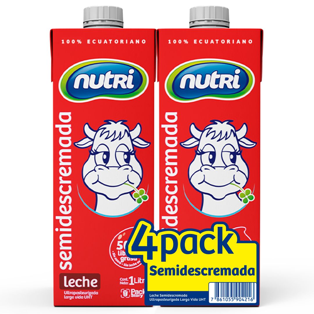 Pack 4 Uds Leche Nutri Semidescremada Cartón 1L - 944617