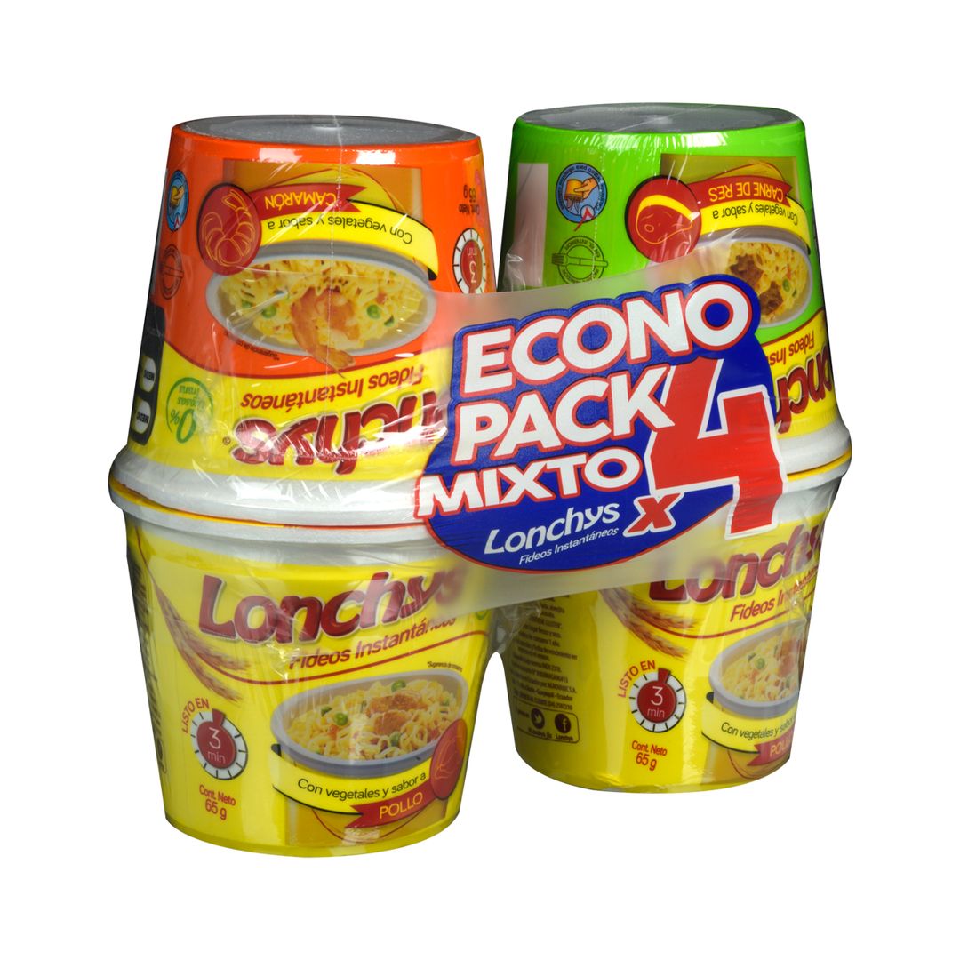 Pack 4 Uds Fideo Lonchys Instánteno en Vaso 65g - 945736