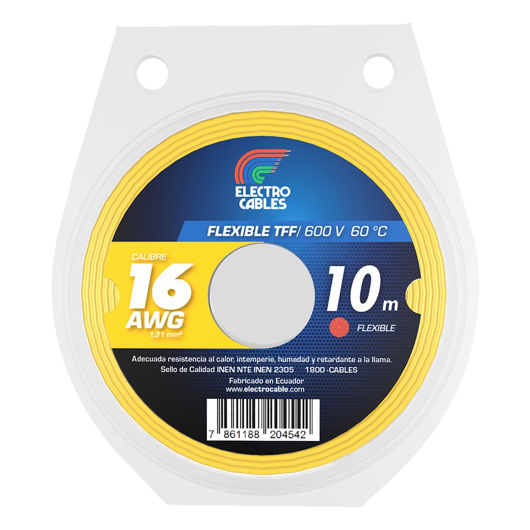 Cable Flexible TFF Electrocables 16 AWG Amarillo - 10m - 946151