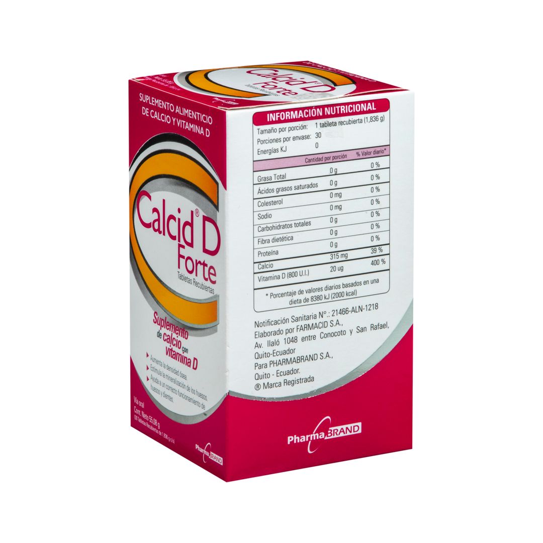 Tabletas Calcid D Forte - 30 Unidades - 947950