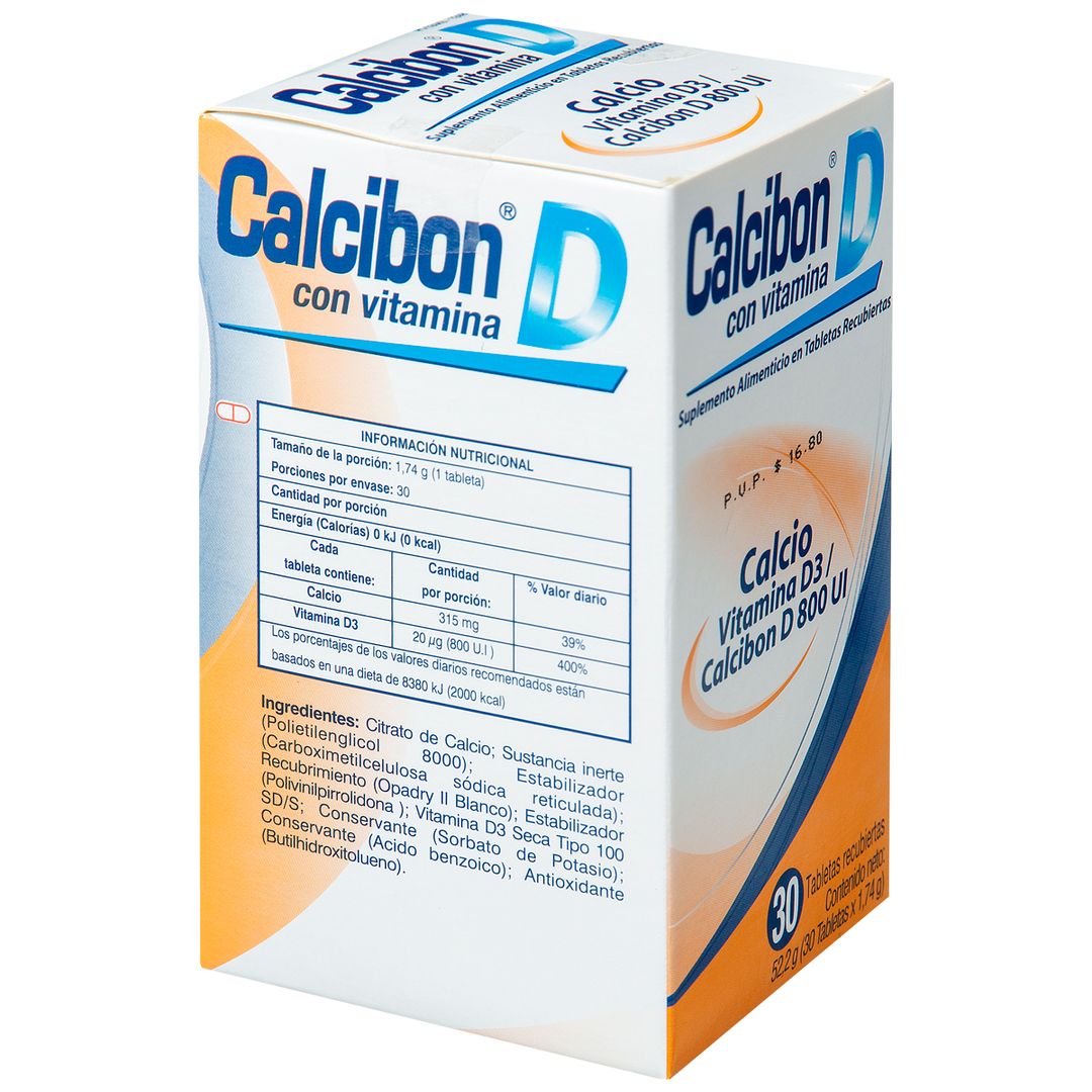 Tabletas Calcibon D 800 UI - 30 Unidades - 949280