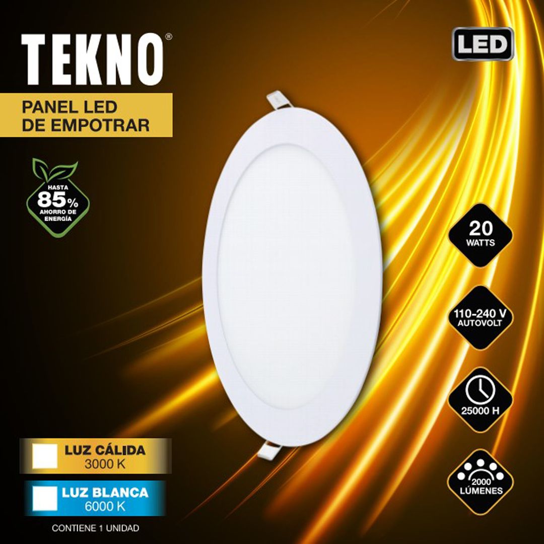 Panel Led Circular Tekno Empotrable Luz Día 20W 29.8cm - 950002