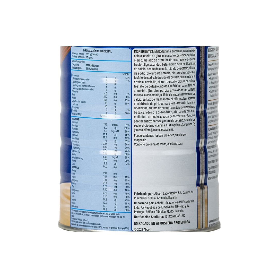 Suplemento Nutricional Ensure Advance Sabor a Vainilla 850g - 958354
