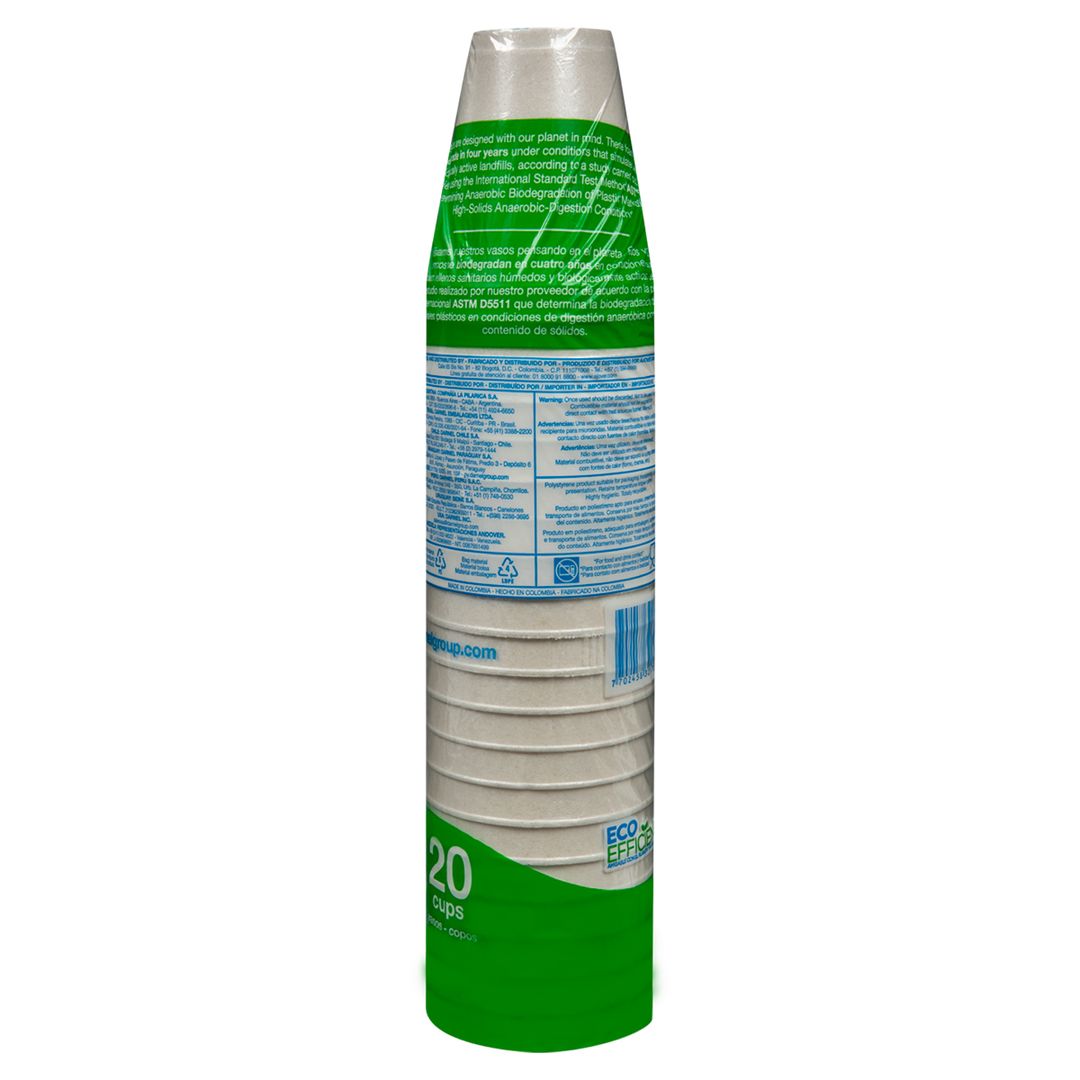 Pack 20 Uds Vasos Desechables Darnel Térmicos Biodegradable 8 oz - 958428
