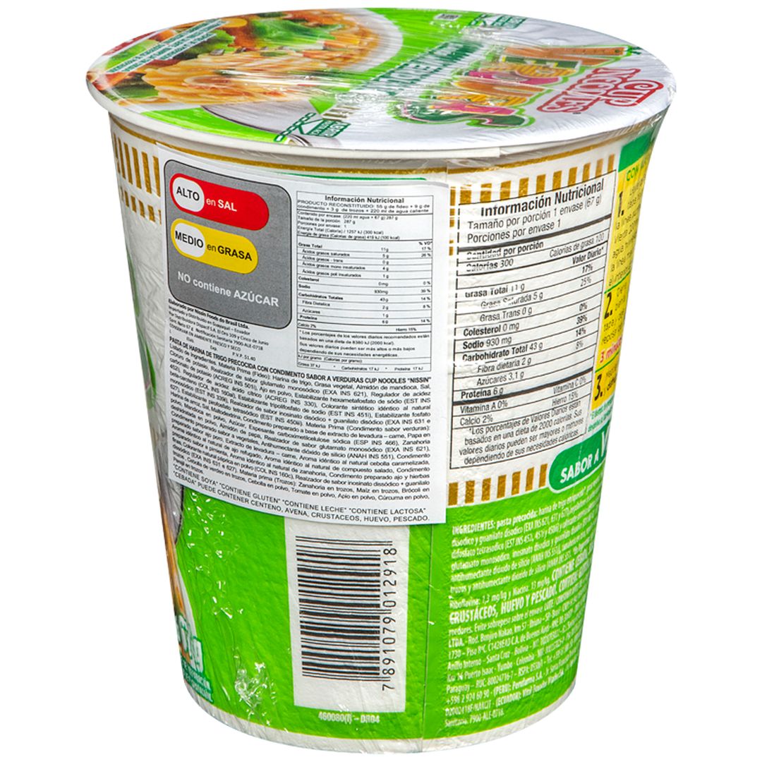 Fideo Instantáneo Cup Noodles Verduras 67g - 965980