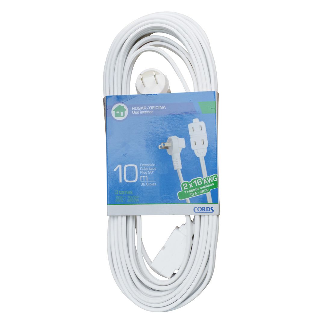 Extensión Eléctrica 2x16 Incable 3 Tomas Blanca 10m - 967680