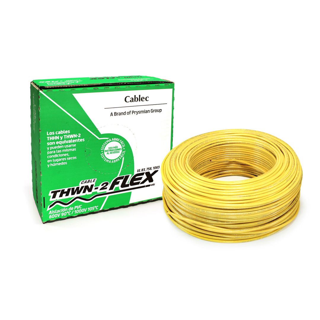 Cable Flexible THHN Cablec #12 AWG 100 Metros Amarillo - 968599