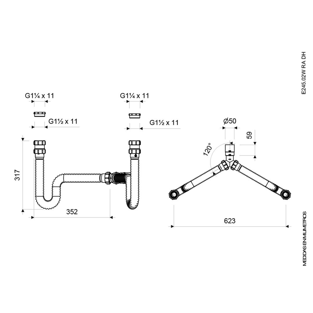 Sifón Fv Doble Extensible Universal Plástico - 969525
