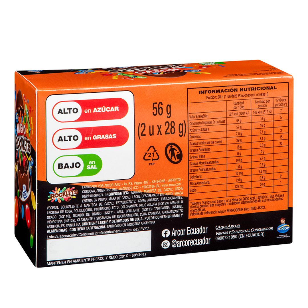 Pack 2 Uds Chocolate Huevo Rocklets 28g - 971120