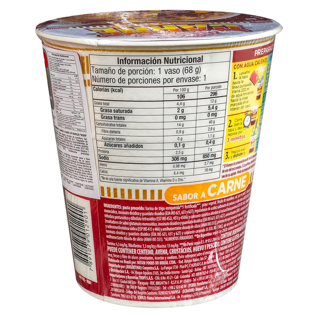 Fideo Instantáneo Cup Noodles Carne 68g - 971263
