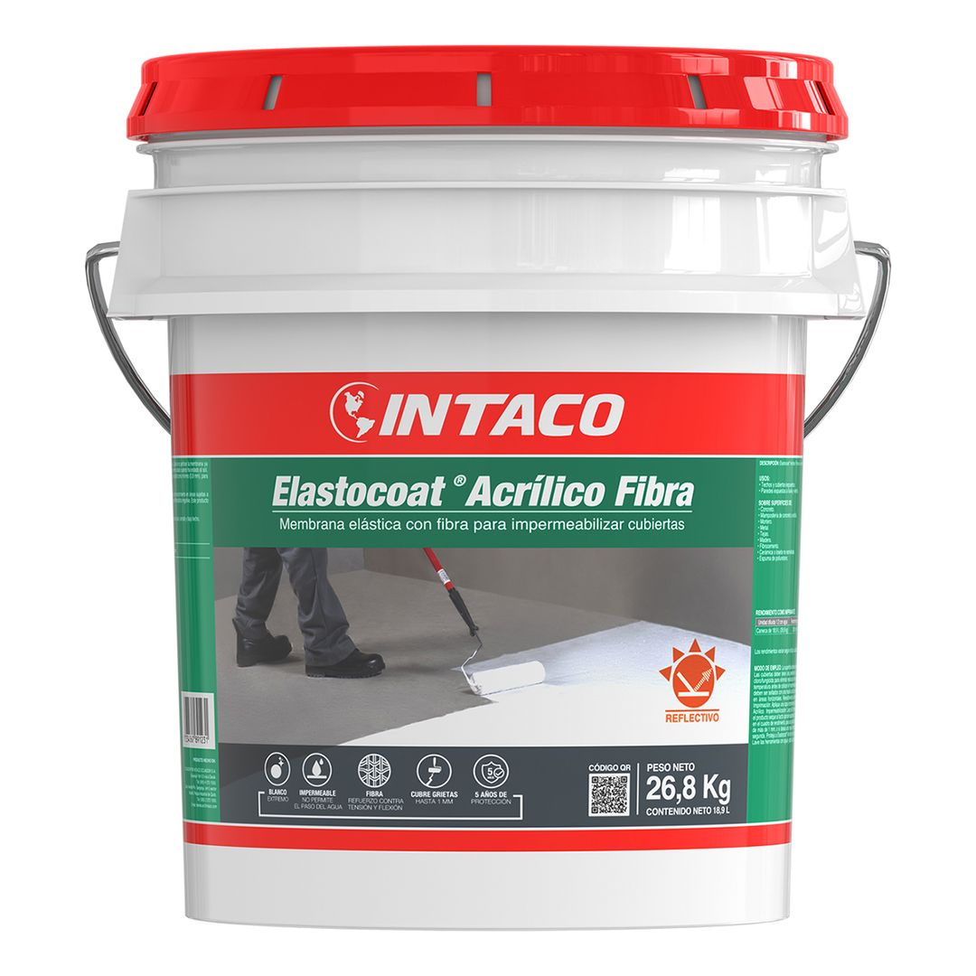 Impermeabilizante Intaco Elastocoat Acrílico Fibra Caneca Blanco - 971907