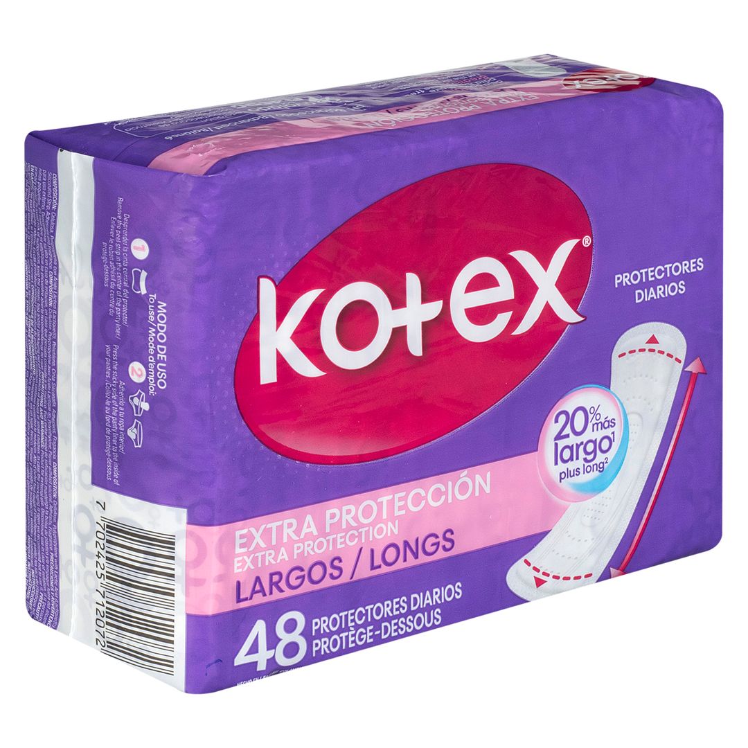Protectores Diarios Kotex Extra-Protección Largos - 48 Unidades - 975004