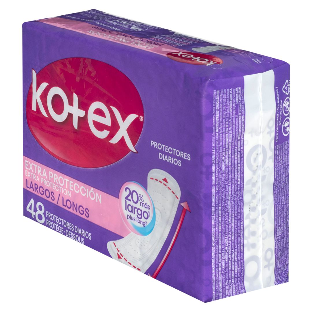 Protectores Diarios Kotex Extra-Protección Largos - 48 Unidades - 975004