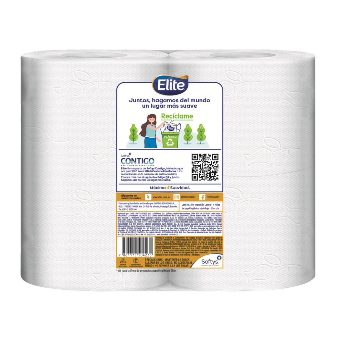 Pack 4 Uds Papel Higiénico Elite Mega Rollo 32m - 975015