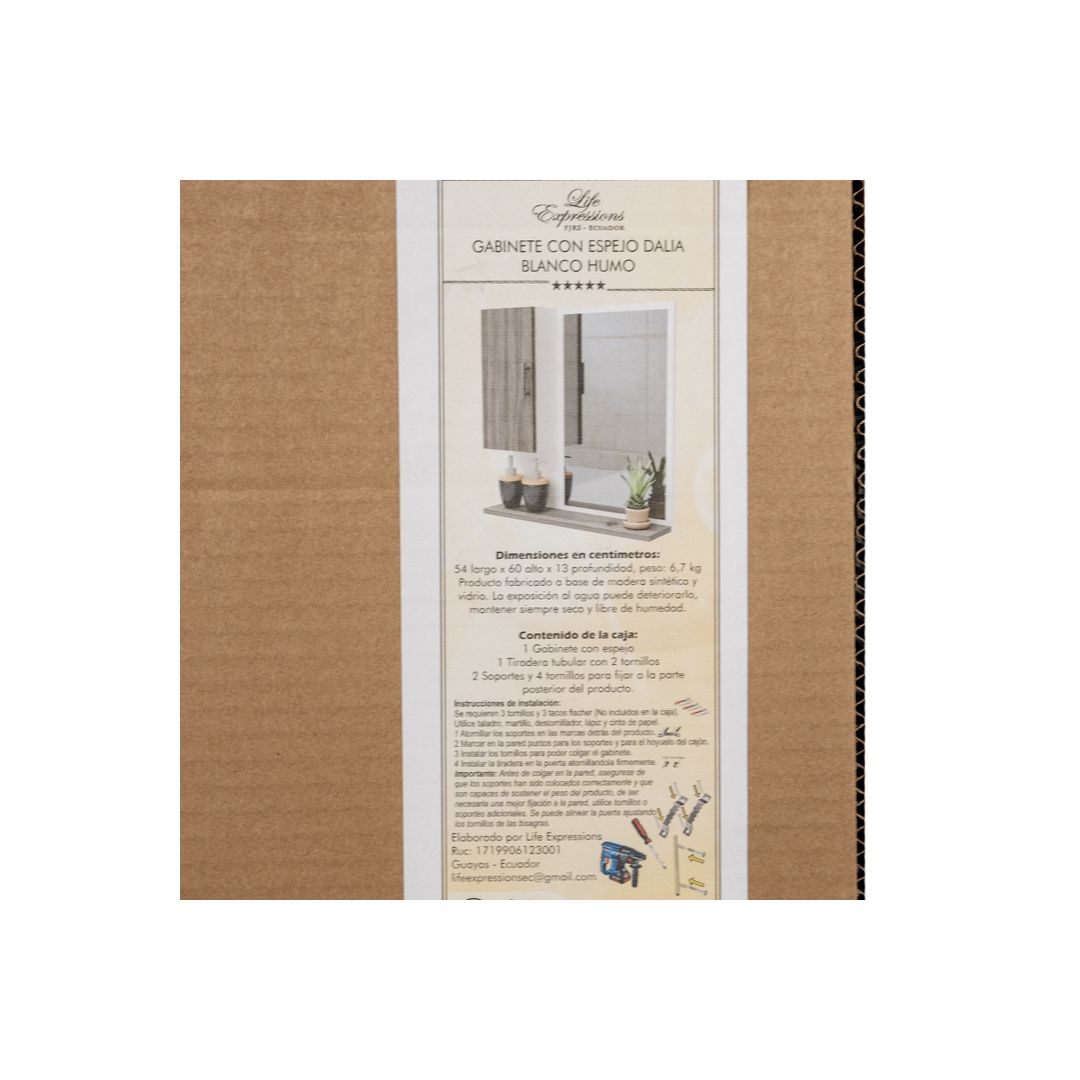Gabinete para Baño con Espejo Life Expressions Blanco/Humo - 976515