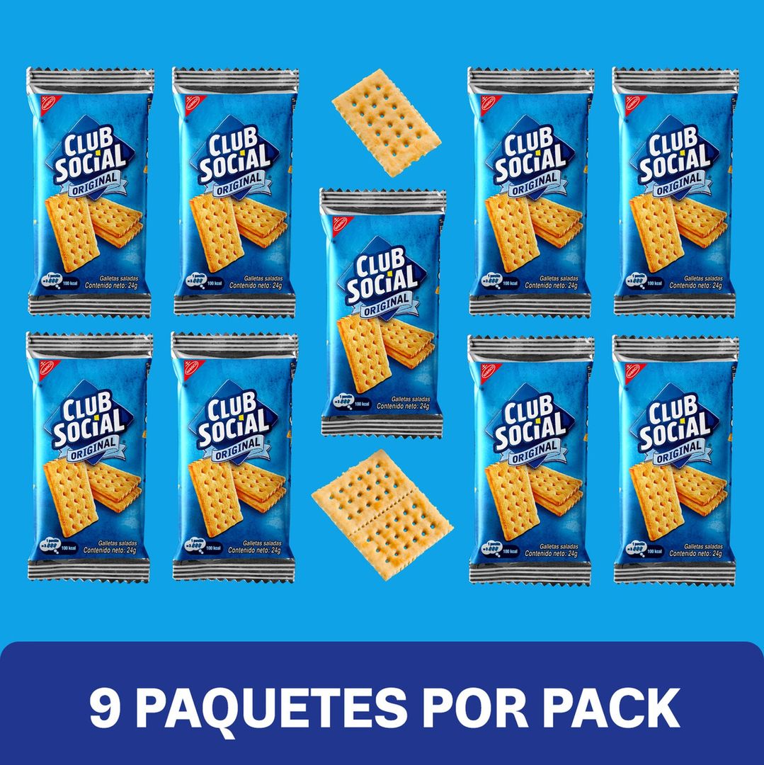 Pack 9 Uds Galletas Club Social Original 216 g - 977960