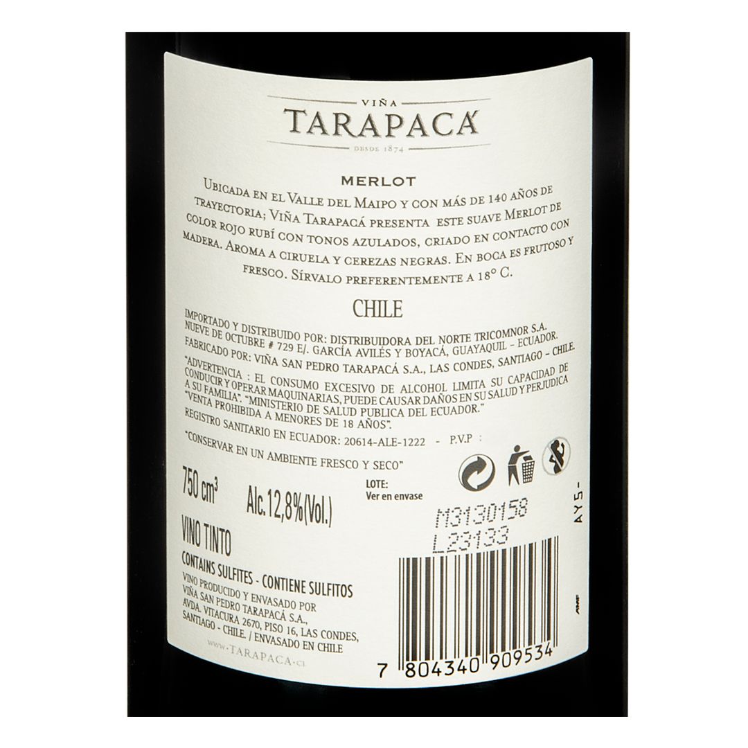 Vino Tinto Tarapacá Merlot 750ml - 979203