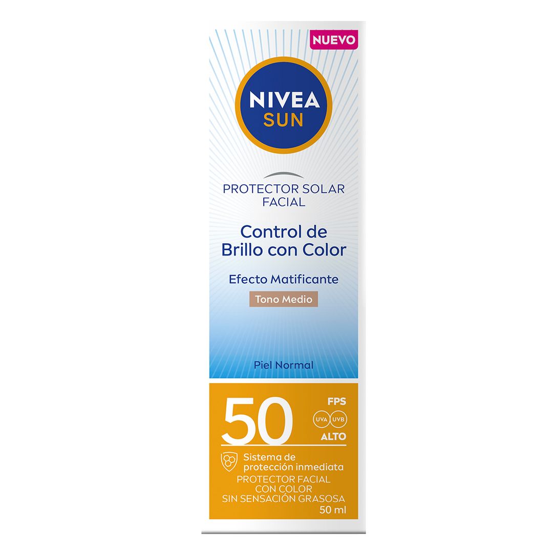 Protector Solar Facial Nivea Control Brillo con Color FPS50 - 50ml - 979454