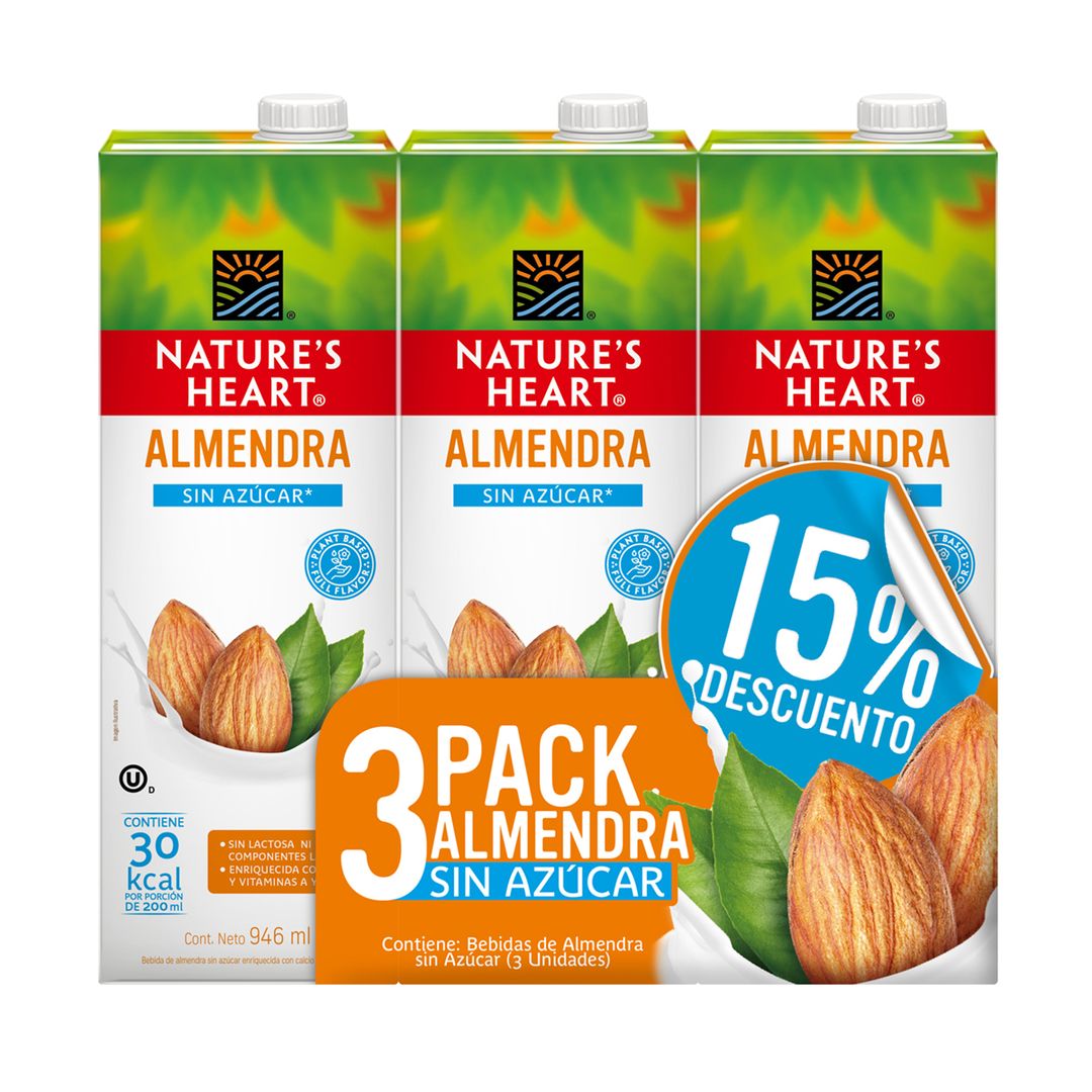 Pack 3 Uds Bebida De Almendra Natures Heart Sin Azúcar 946ml 979923