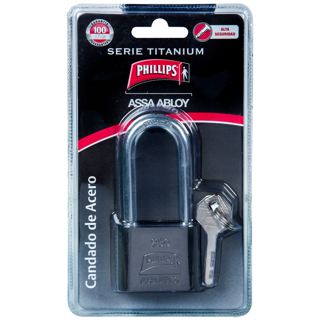 Candado Phillips Cuello Largo Titanium 50mm - 980032