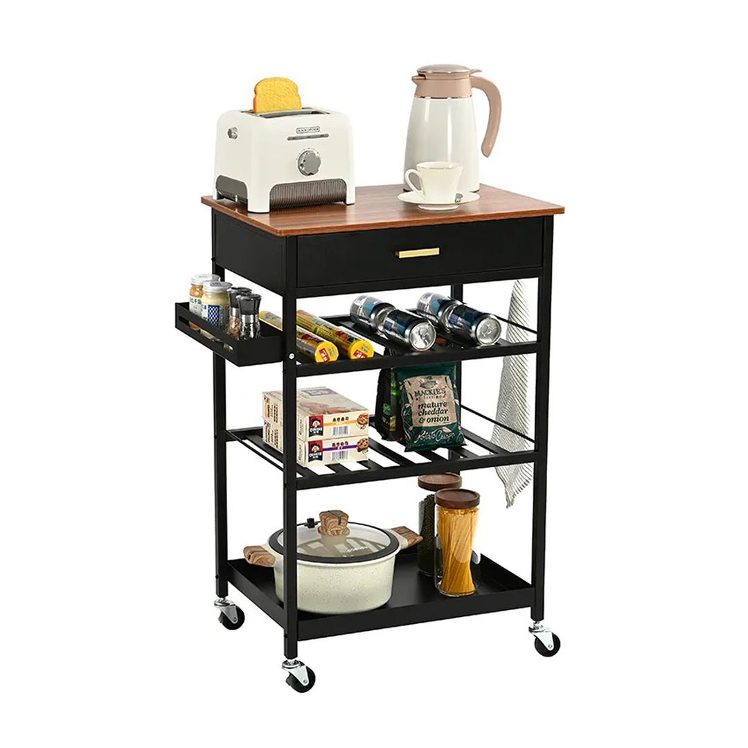 Estanteria Wireking con Ruedas Negro 3 Niveles - 983691