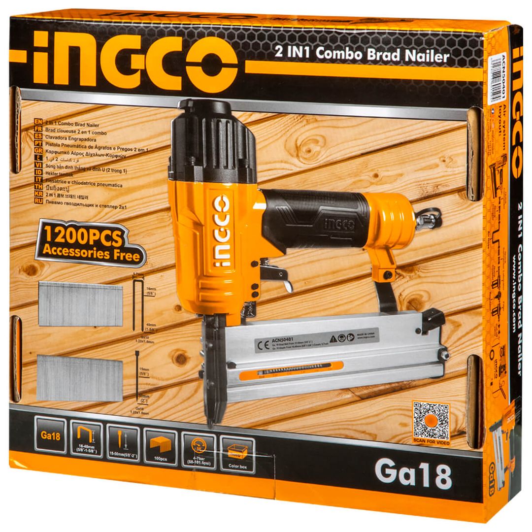 Clavadora Engrapadora Ingco Neumática 2 en 1 - 984165