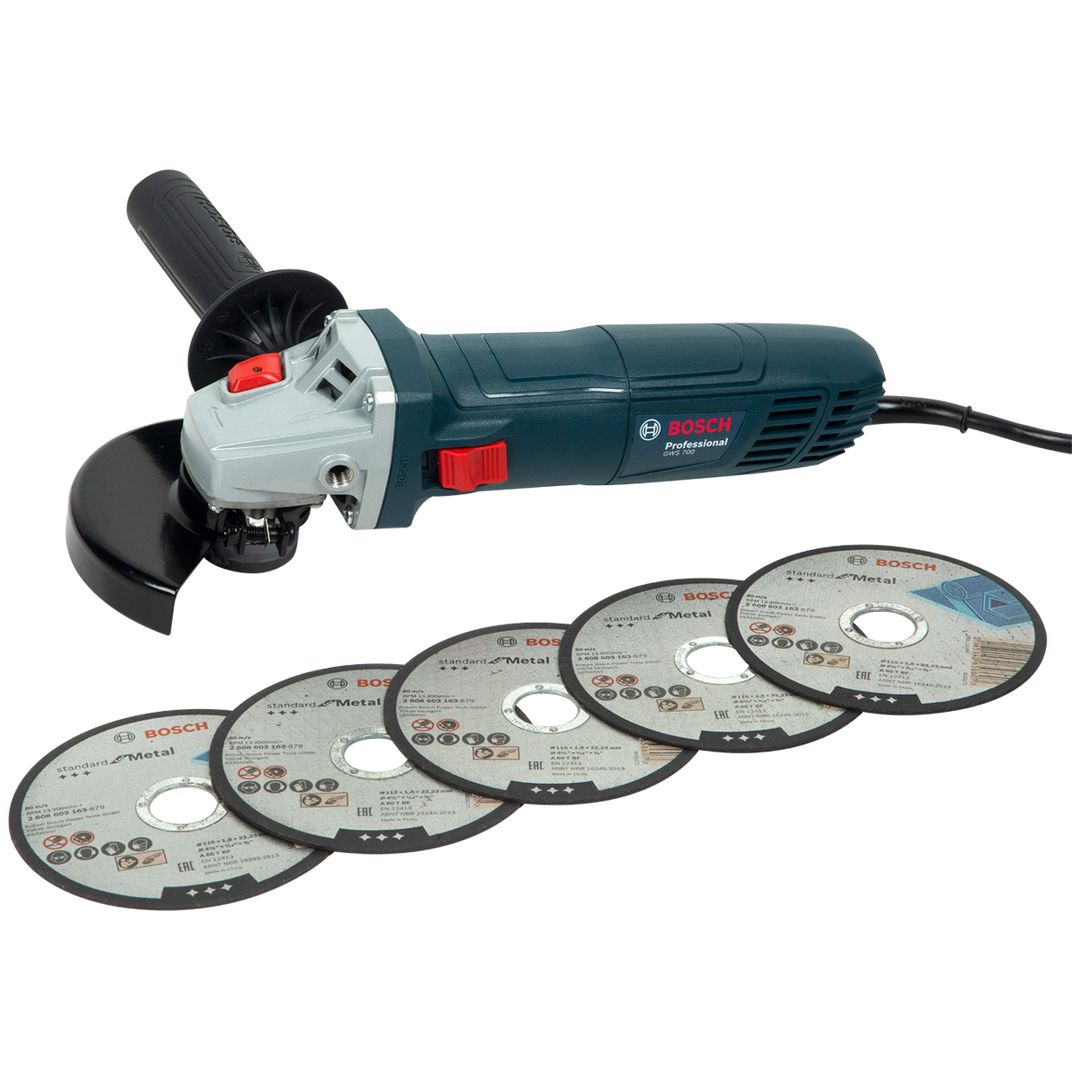 Amoladora Angular Bosch 4 1/2" GWS700 - 710W Azul con Negro con 5 ...