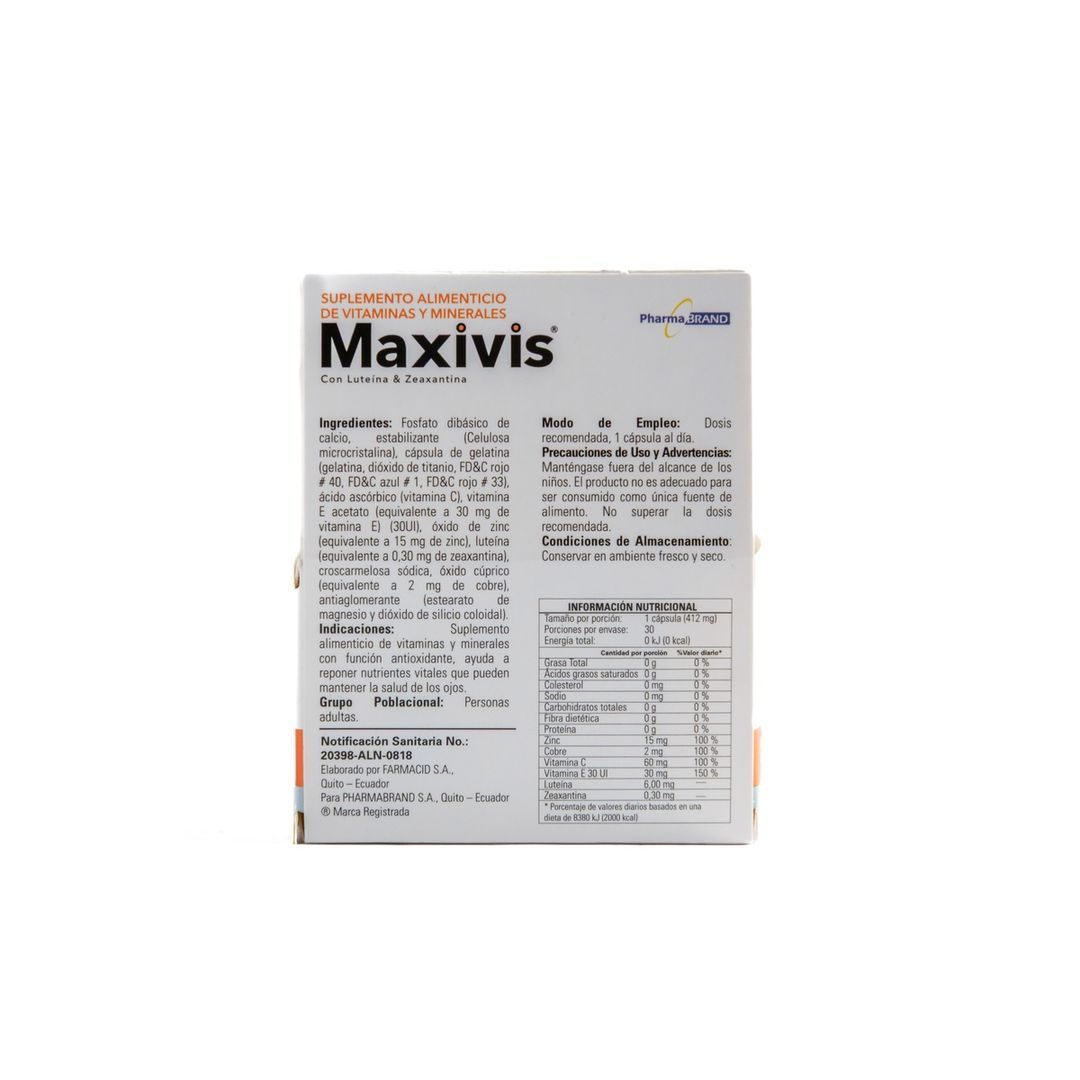 Cápsulas Maxivis - 30 Unidades - 984822