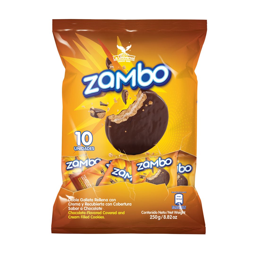 Pack 10 Uds Galletas Zambo con Crema de Chocolate 250g - 985867