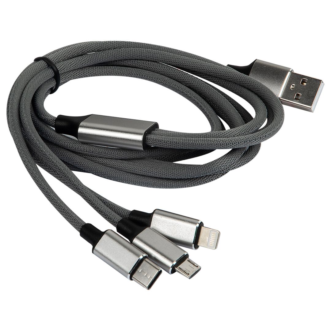 Cable de Carga USB 3 en 1 Kodak 1.5m Gris - 989921