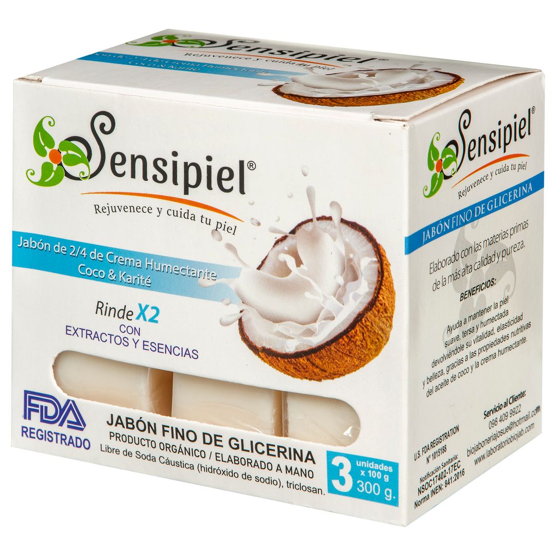 Pack 3 Uds Jabón Sensipiel Coco 100g - 990658