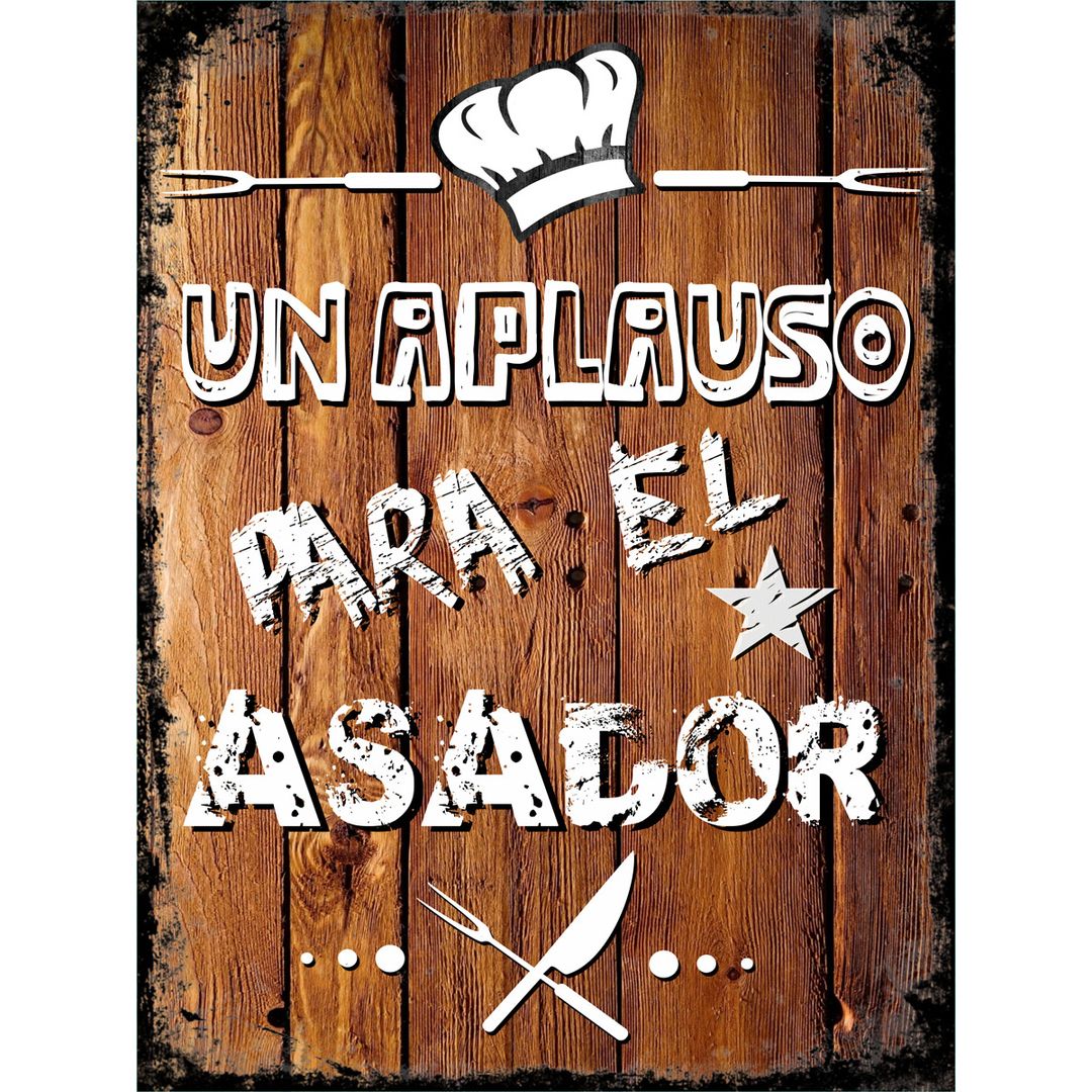 Cuadro Decorativo Parrillero con Frase Un Aplauso para el Asador ...