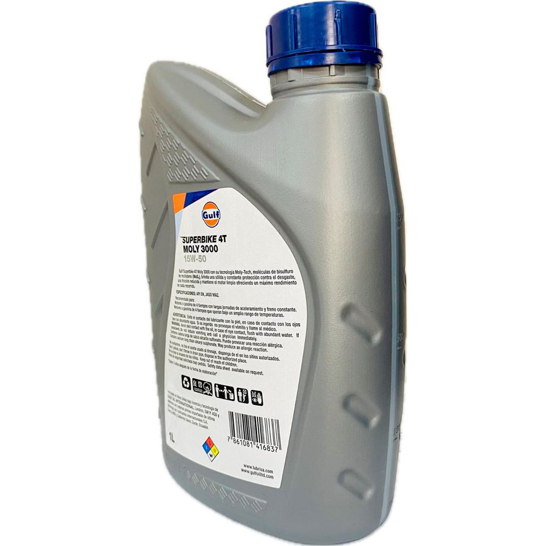 Aceite Automotriz Gulf para Moto 4 Tiempos 15W50 Azul 1L - 992999