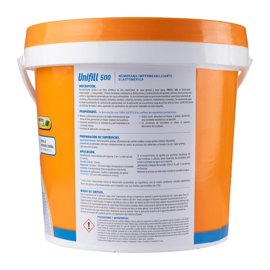 Impermeabilizante Elastomérica Unidas Unifill 500 Fibra Gris 1Gal - 1005742