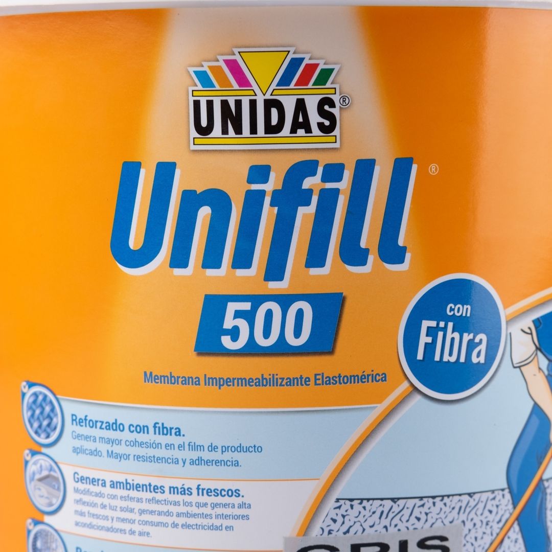 Impermeabilizante Elastomérica Unidas Unifill 500 Fibra Gris 1Gal - 1005742