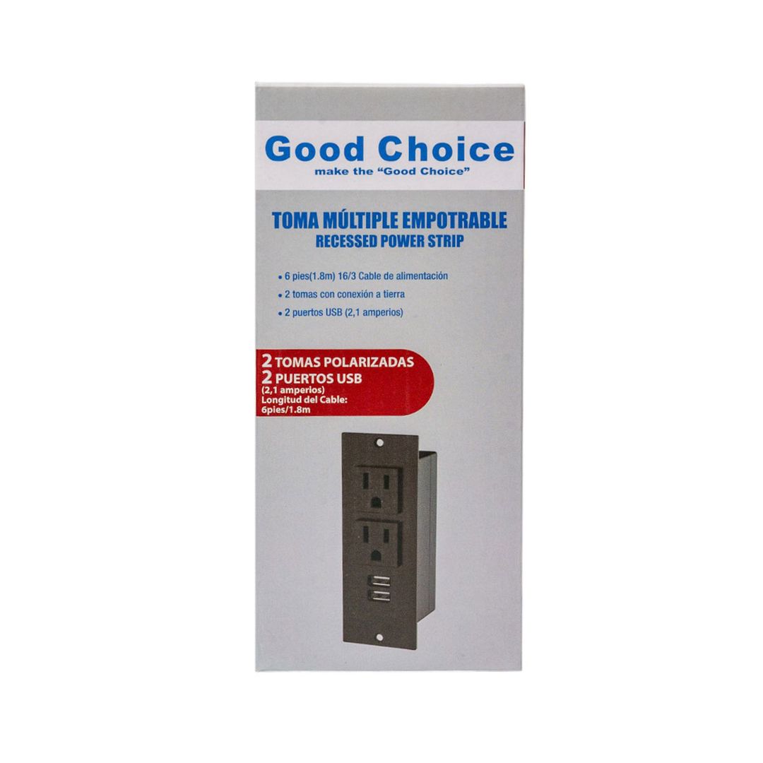 Tomacorriente Multiple Empotrable Good Choice 2 Tomas más 2 USB Negro ...