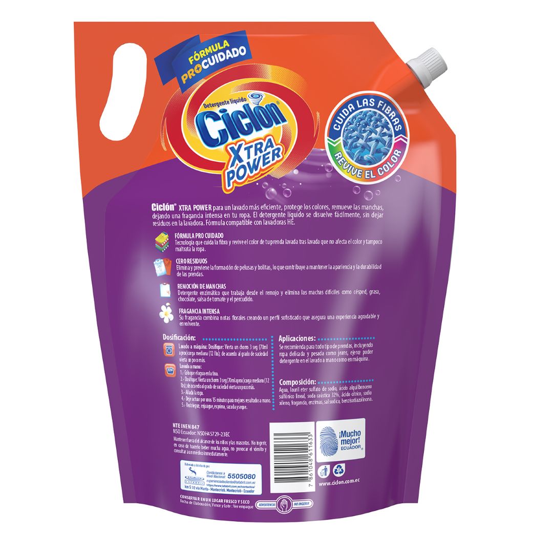 Detergente Líquido Ciclón Xtra Power Doypack 2.5L - 997770