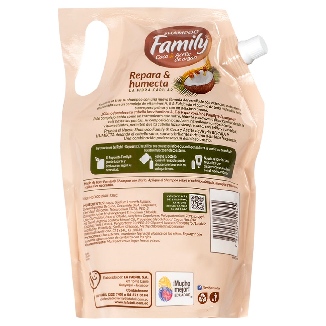 Shampoo Family Coco con Aceite de Argán Doypack 1000ml - 997977