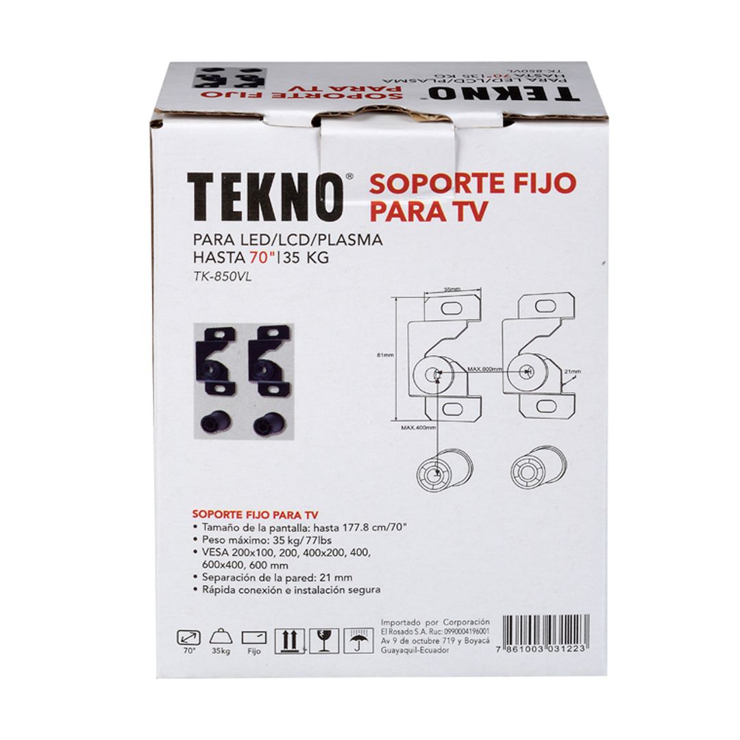 Soporte Fijo Tekno para Televisor 32” a 70” Dots Negro - 998613