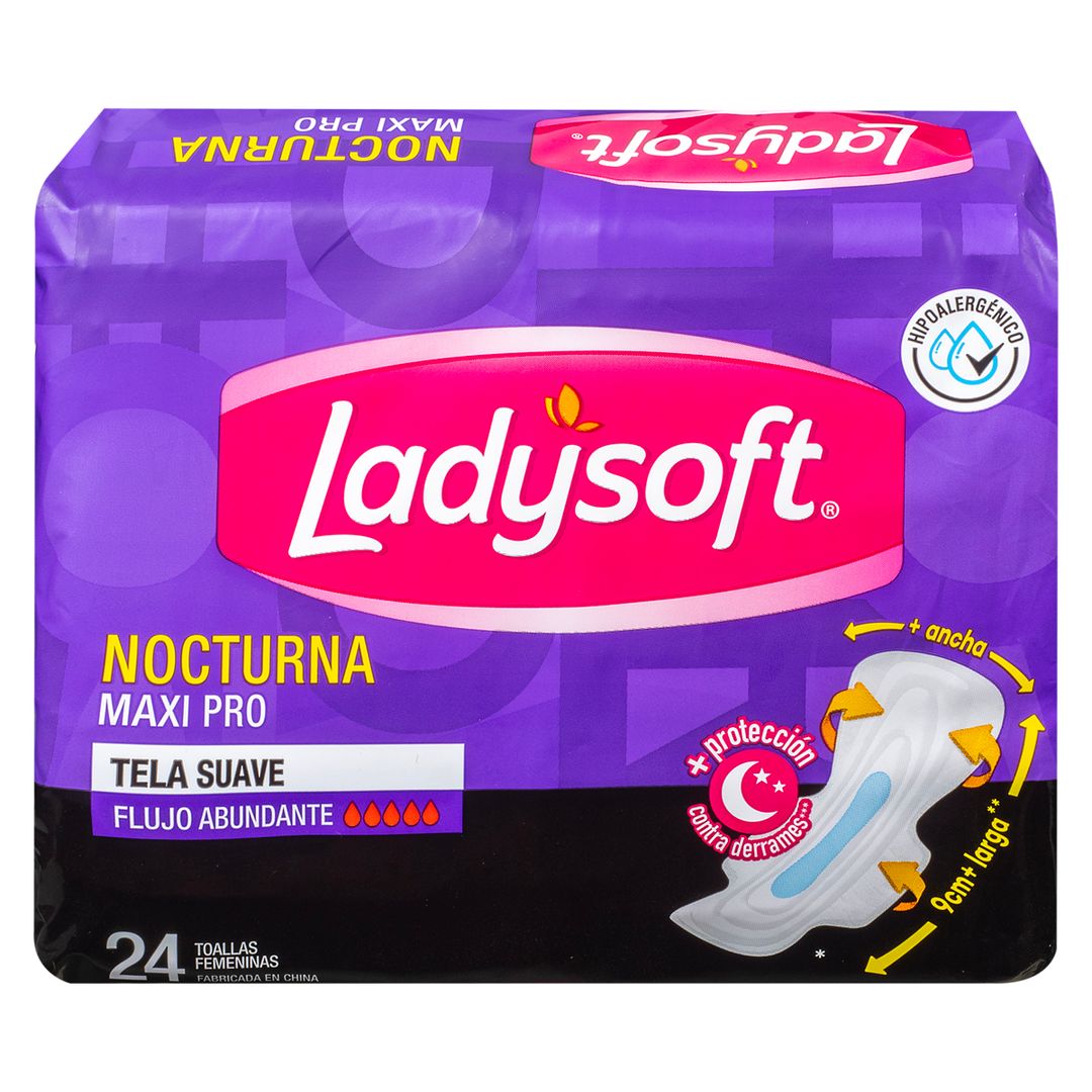 Toalla Sanitaria Ladysoft Nocturna Maxi Pro - 24 Unidades - 998651