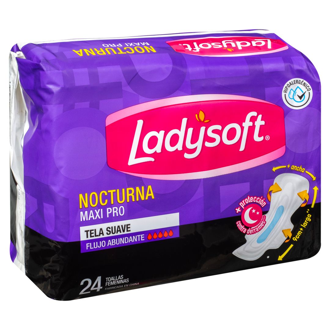 Toalla Sanitaria Ladysoft Nocturna Maxi Pro - 24 Unidades - 998651