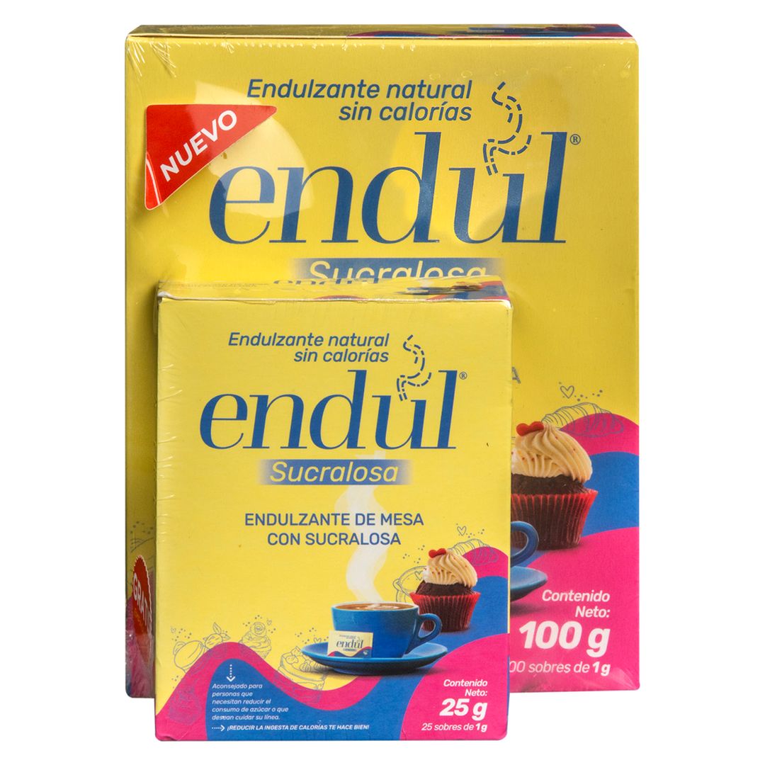 Endulzante Endul con Sucralosa 100 Sobres - Gratis Empaque de 25g - 999398