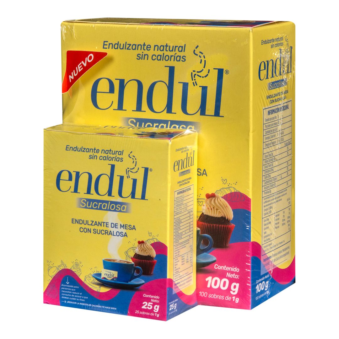 Endulzante Endul con Sucralosa 100 Sobres - Gratis Empaque de 25g - 999398