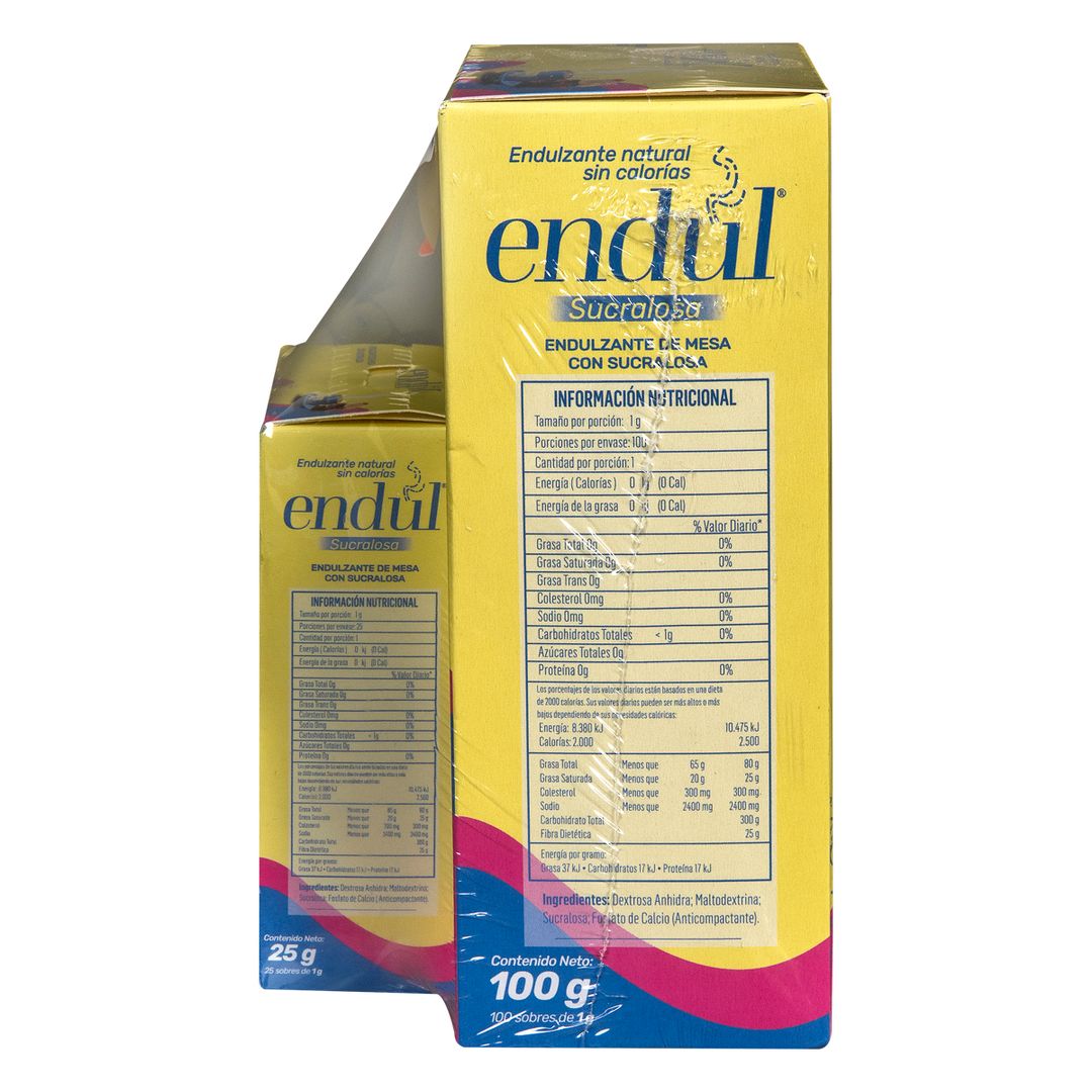 Endulzante Endul con Sucralosa 100 Sobres - Gratis Empaque de 25g - 999398