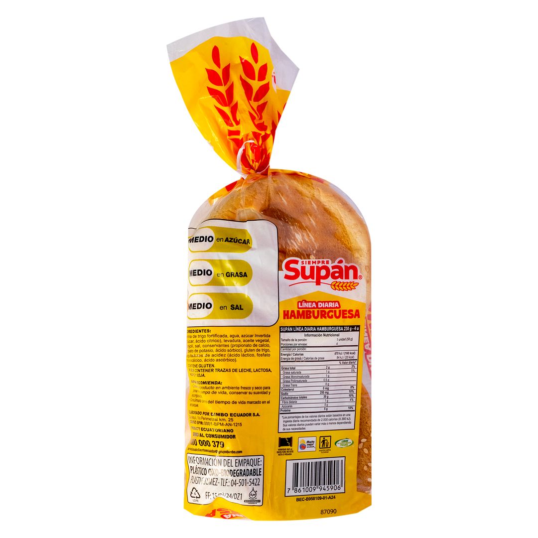 Pack 4 Uds Pan Hamburguesa Supán 230g - 1002594