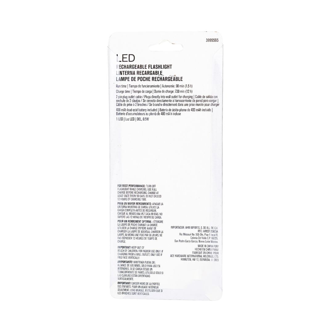 Linterna Led Recargable Ace Negra 40lm - 1004394