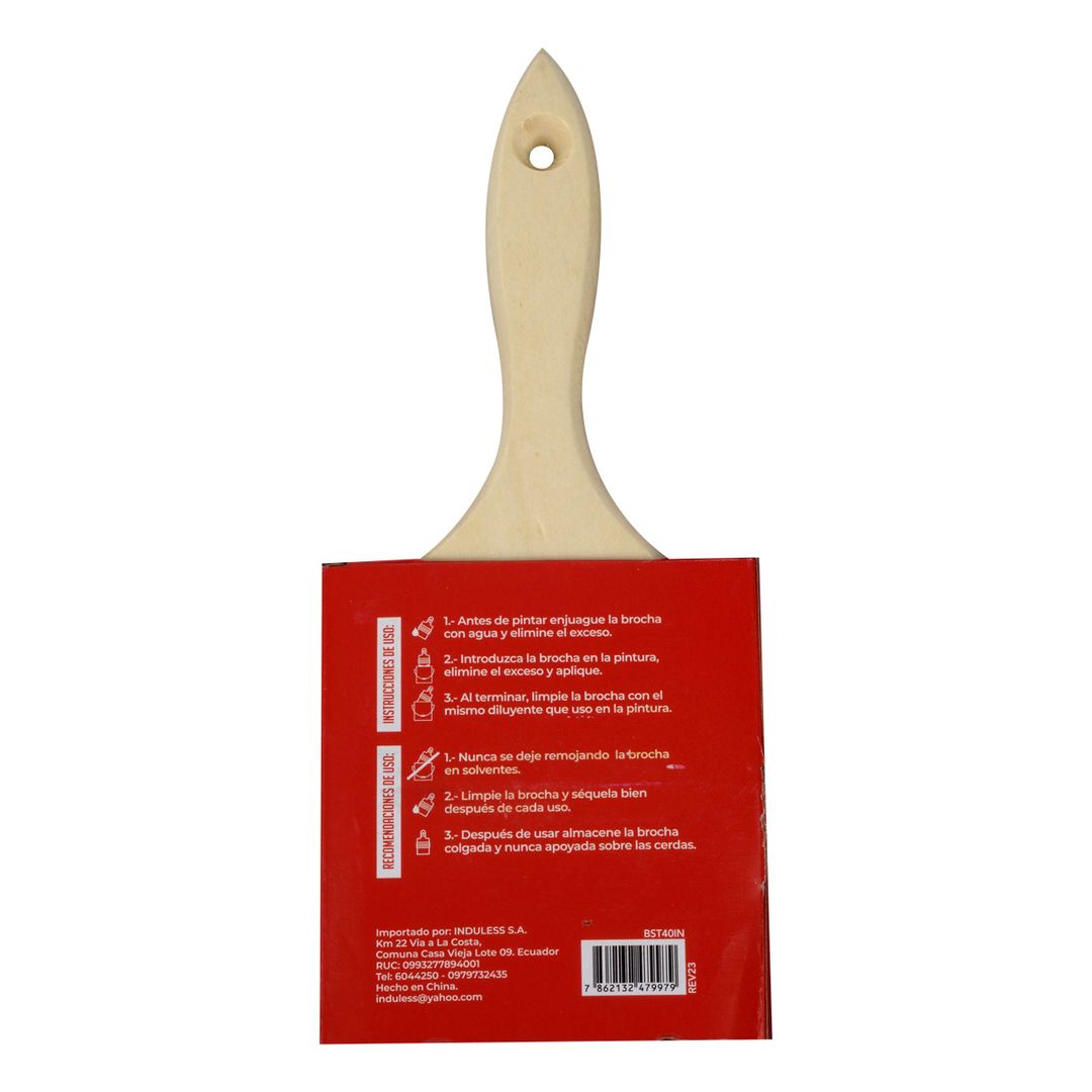 Brocha Induless con Mango Madera Semi Profesional 4” - 1005868