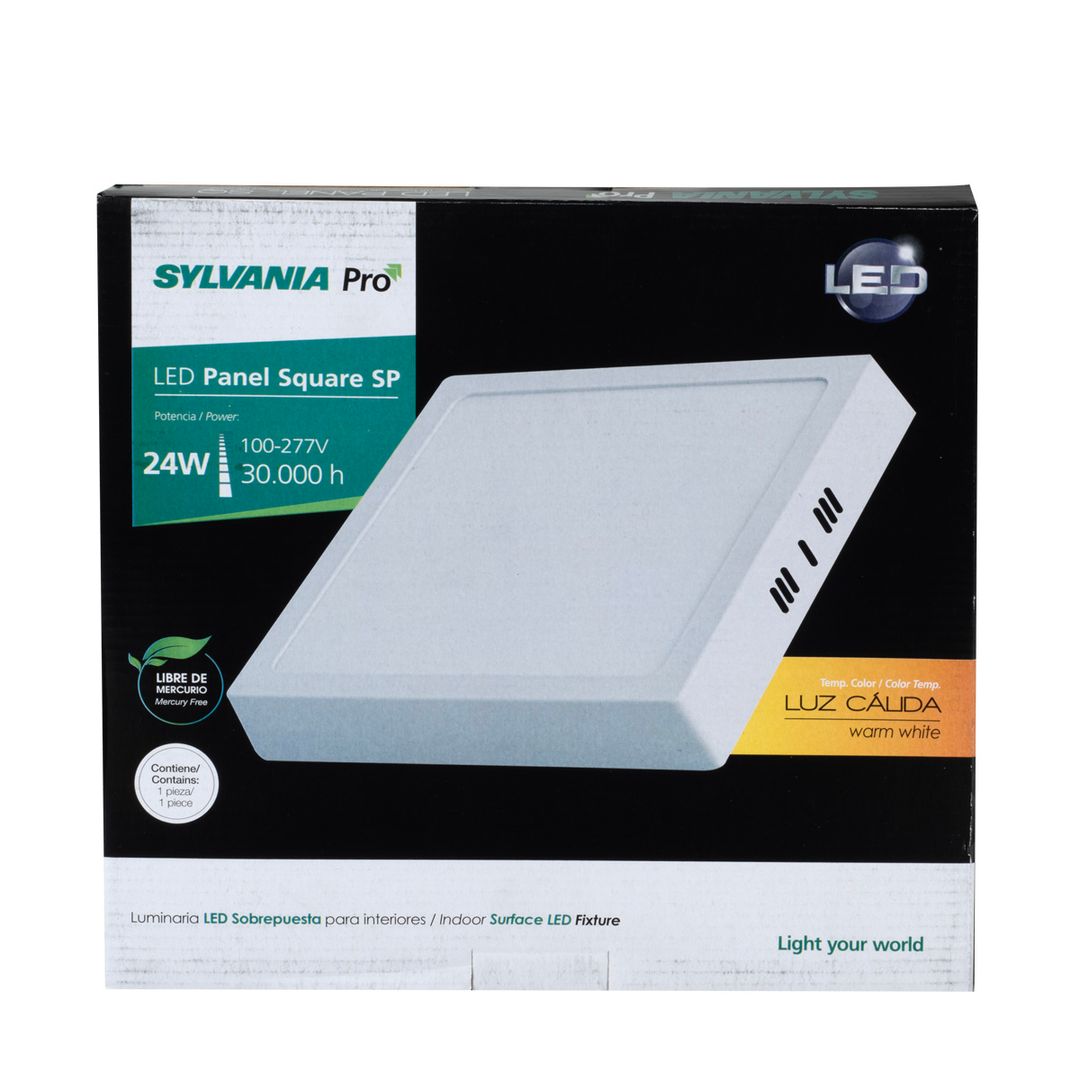Panel Led Cuadrado Sylvania Sobrepuesto Luz Cálida 24W 3000K - 1005873